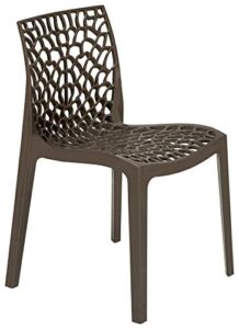 upon gruvyer indoor outdoor dining chairs, from italy, stackable, strong (4 chairs) (mocha)