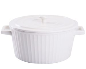 whjy white colorful ceramic casserole dish with lid，1 quart ceramic casserole pan for bakeware oven