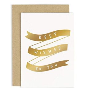 old english co. best wishes to you card - happy birthday wishes card - thinking of you card, sympathy card, get well card for men and women | blank inside with envelope