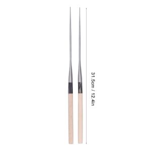 Sushi Chopsticks, 12.4in Stainless Steel Cooking Chopsticks with Wooden Handle Reusable Chopsticks Long Chopsticks for Cooking