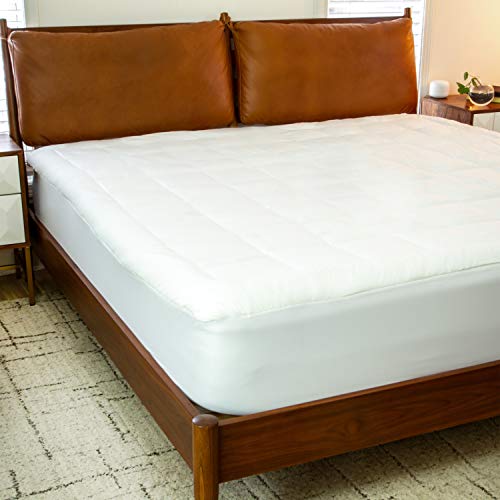 Flash Furniture Capri Comfortable Sleep Mattress Pad-Cotton Top-Deep Pockets-Hypoallergenic, Full, White