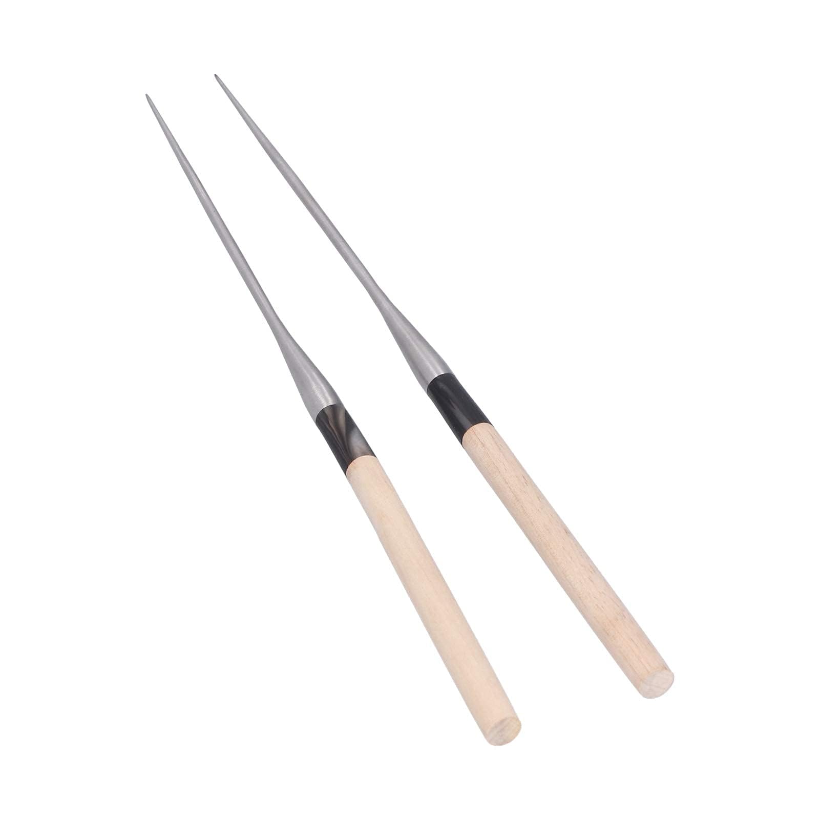 Sushi Chopsticks, 12.4in Stainless Steel Cooking Chopsticks with Wooden Handle Reusable Chopsticks Long Chopsticks for Cooking