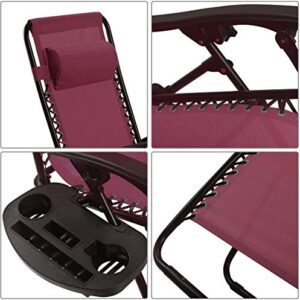 topment Outdoor Zero Gravity Lounge Chair with Pillow & Utility Tray, Folding Patio Lawn Beach Recliner(Wine)