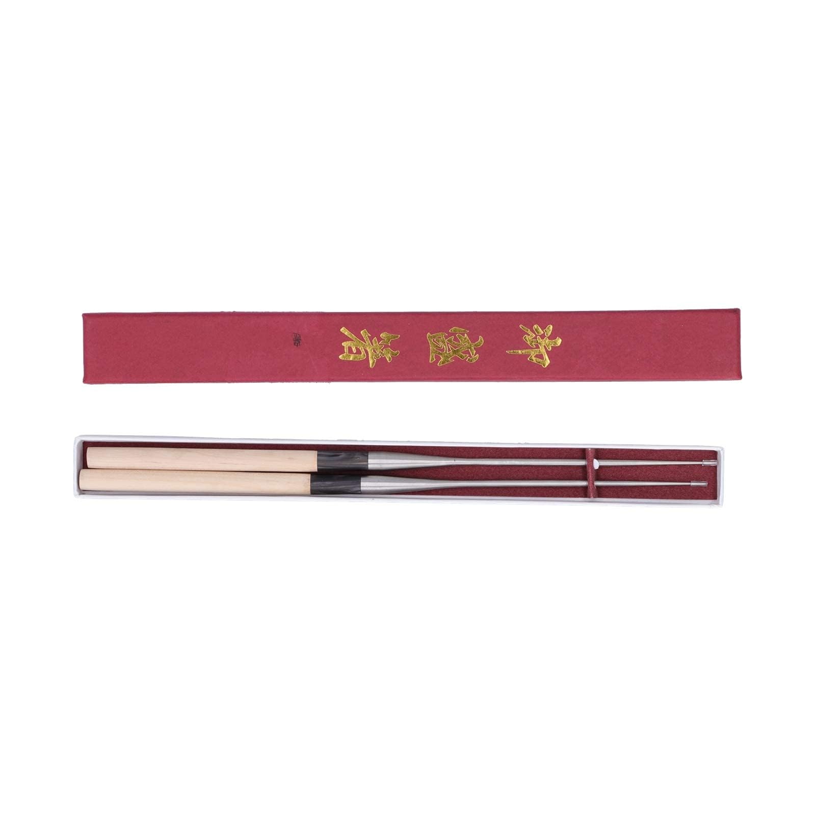 Sushi Chopsticks, 12.4in Stainless Steel Cooking Chopsticks with Wooden Handle Reusable Chopsticks Long Chopsticks for Cooking