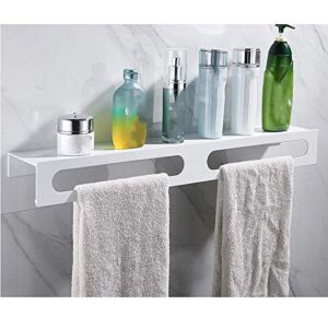 mrdaer space aluminum white black double layer single pole with shelf kitchen bathroom multifunctional wall hanging towel rack-c2 fast drying adhesion easy to fit bath towel easy to fix far so good