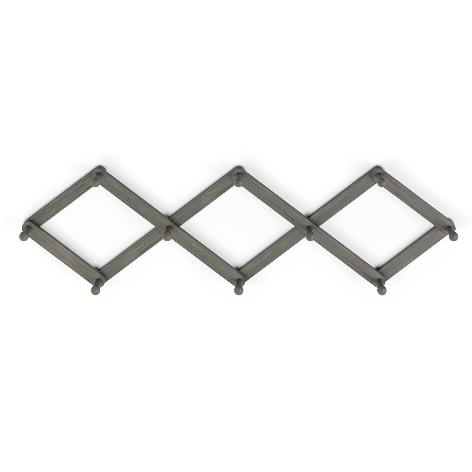 Ballucci Expandable Coat Rack Wall Mount, Adjustable Accordion Style 10 Peg Hanger - Brushed Gray