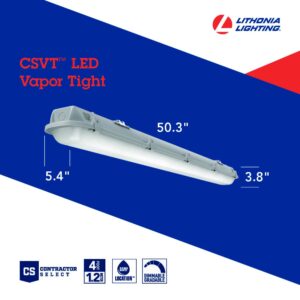 Lithonia Ligthing CSVT L48 5000LM MVOLT 40K 80CRI Contractor Select Vapor Tight MVOLT LED Strip Light, 4946 Lumens, 4000K, 4-Foot, Matte White