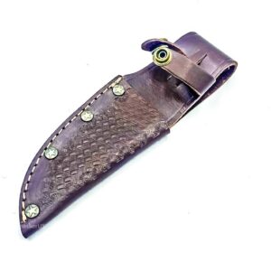 DamaskerUS 7.5" Custom Handmade Pure Leather Sheath for Blade Knife Engraved New - Brown