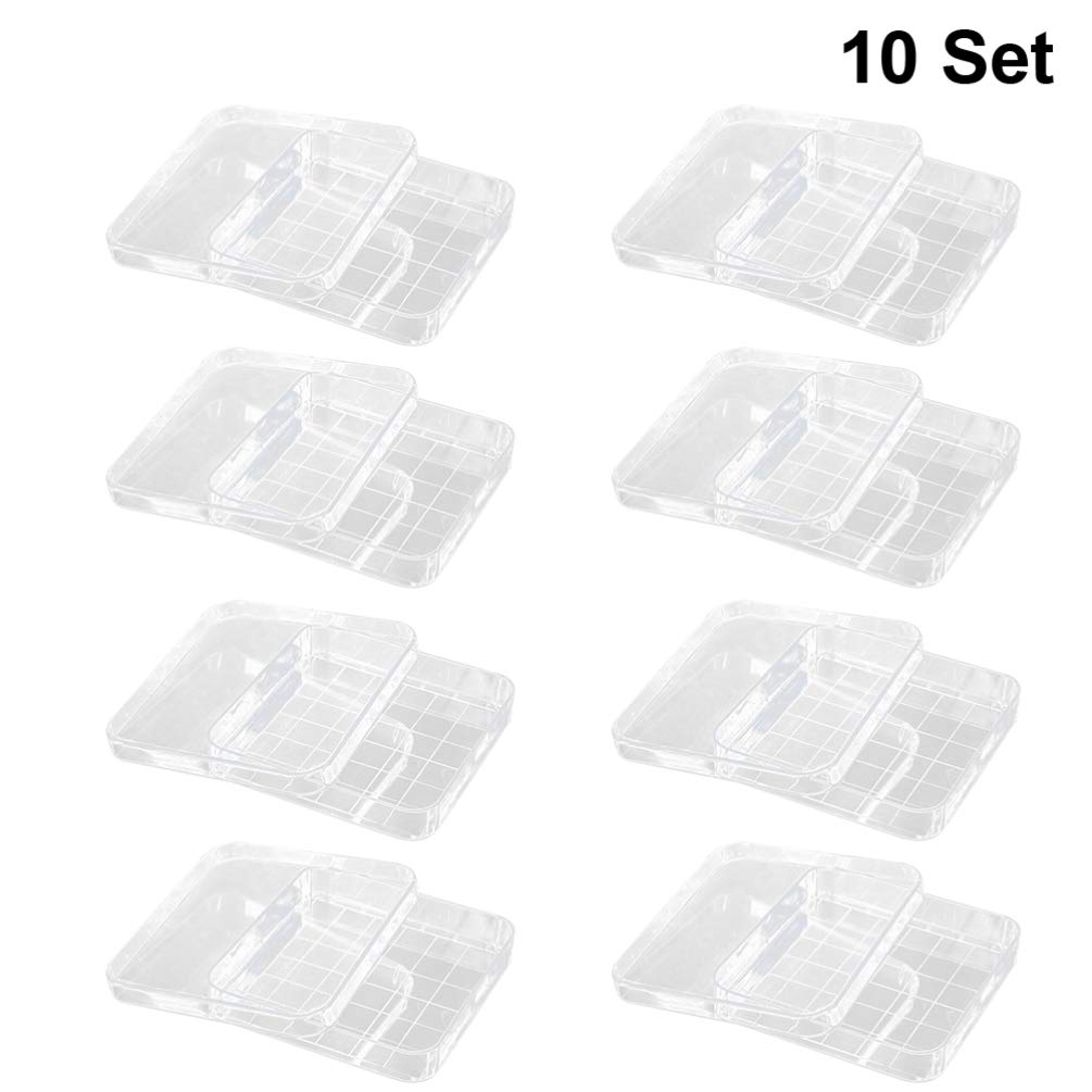 Scicalife 10 Sets Square Petri Dish with Lids, Plastic Material, Container for School Lab Science Experiment