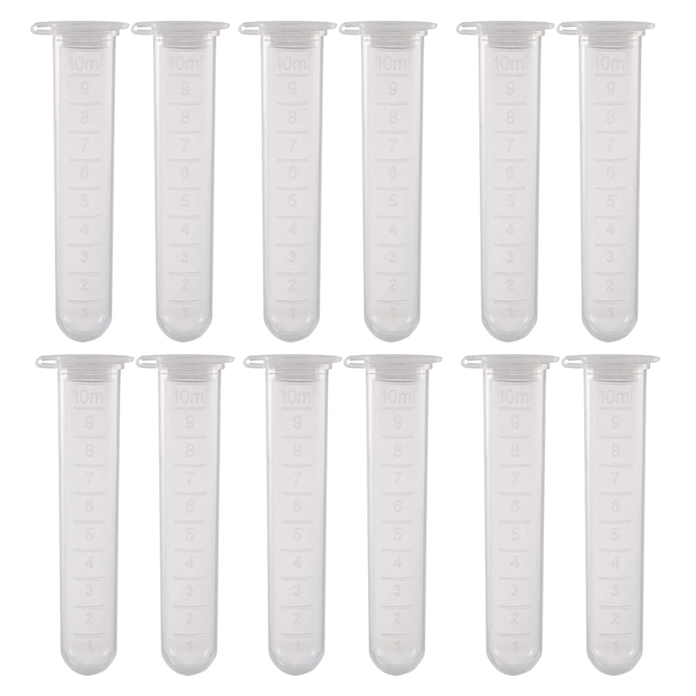 200pcs Tubes, 10ml Plastic EP Tube Round Bottom Centrifuge Tube, Clear Graduated Test Tubes with Snap Cap for Sample Storage