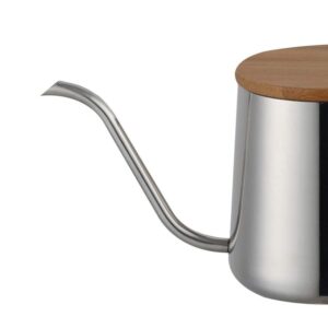 Pour Over Kettle, 12oz/350ml Stainless Steel Gooseneck Coffee Kettle, Long Narrow Spout Coffee Pot Hand Drip Kettle Pour Over Coffee and Tea Pot with Wooden Lid