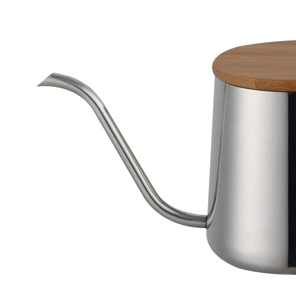 Pour Over Kettle, 12oz/350ml Stainless Steel Gooseneck Coffee Kettle, Long Narrow Spout Coffee Pot Hand Drip Kettle Pour Over Coffee and Tea Pot with Wooden Lid