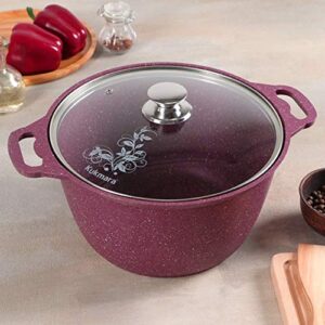 Cooking Pot Aluminum Pot with Glass Lid "Trendy style" (mystery) Cookware Kitchen Pot (6.3-qt. (6 L))