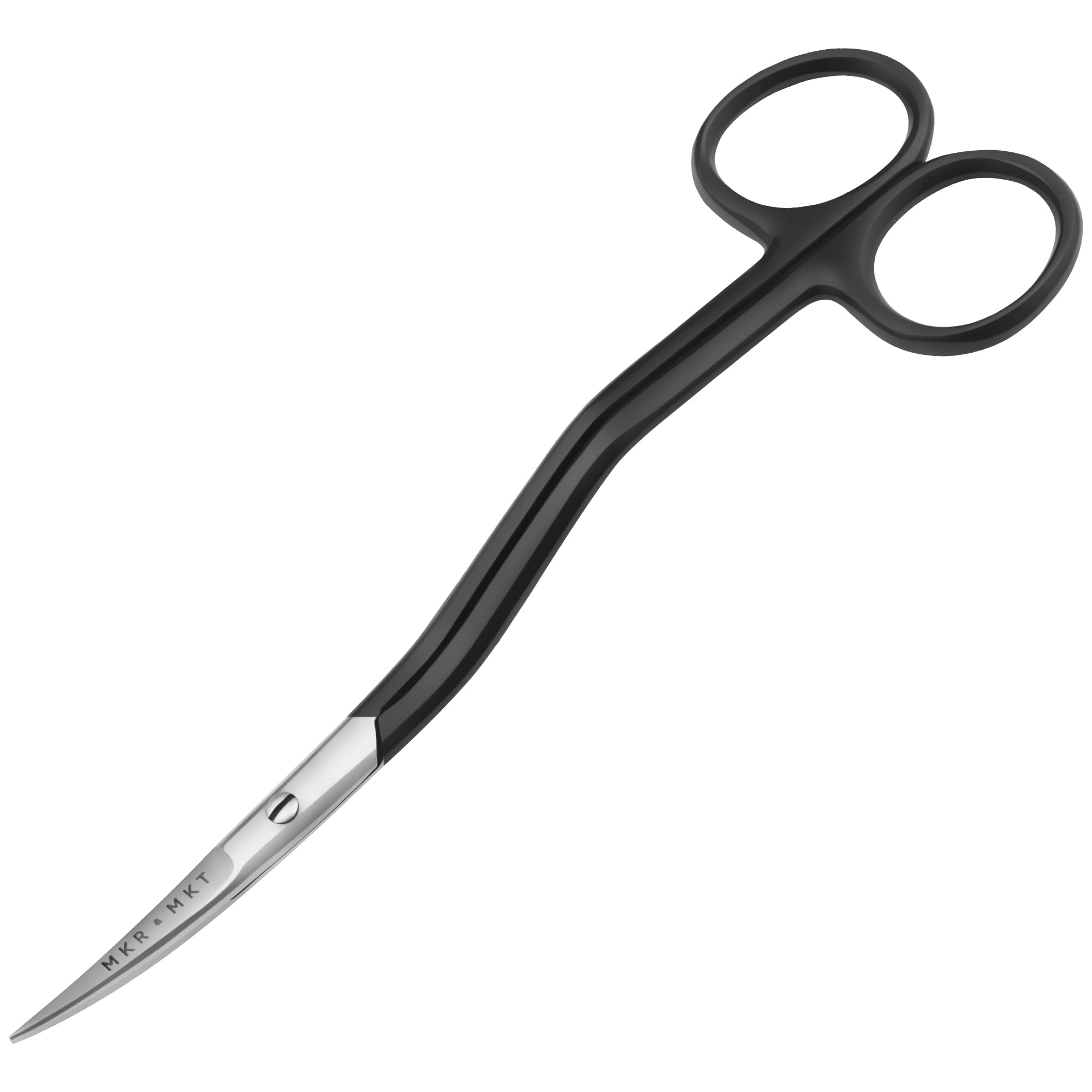 MAKER AND MARKET Applique Long Thin Needlepoint Blade 6.1 Inch - Double Bent Curved Offset Handle Scissors with Pouch Sleeve for Embroidery, Fabric, Thread, Knitting, Sewing, Arts & Craft (Black)