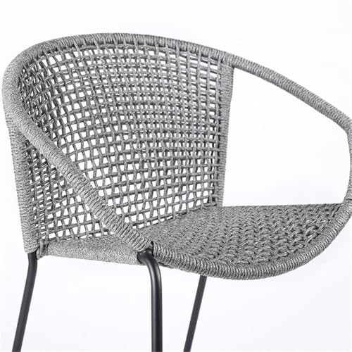 Armen Living LCSNSIGRY Snack Modern Indoor Outdoor Patio Stackable Steel and Rope Dining Chair, Grey