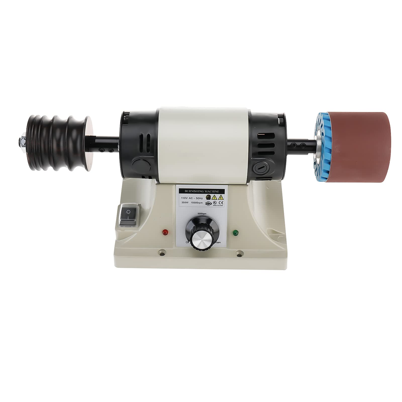 LuckyHigh Leather Polisher Sander 350W Leather Edge Grinding Machine 0-8000RPM Leather Burnishing Machine with Rosewood Grinding Head Sanding Sleeves