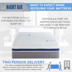 Night Air 12" Queen Size Smart Zone Bed, Includes Head-Up Adjustable Power Base, 6 Adjustable Sleep Comfort Zones, Separate Lumbar Control, Cooling Gel Latex Foam, Mattress Frame NOT Included