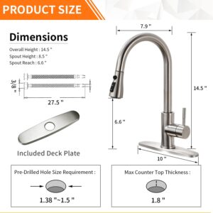 Brushed Nickel Kitchen Faucets with Pull Down Sprayer Kitchen Sink Faucet with Pull Out Sprayer Single Hole Deck Mount Single Handle Stainless Steel Grifos De Cocina 866068SN