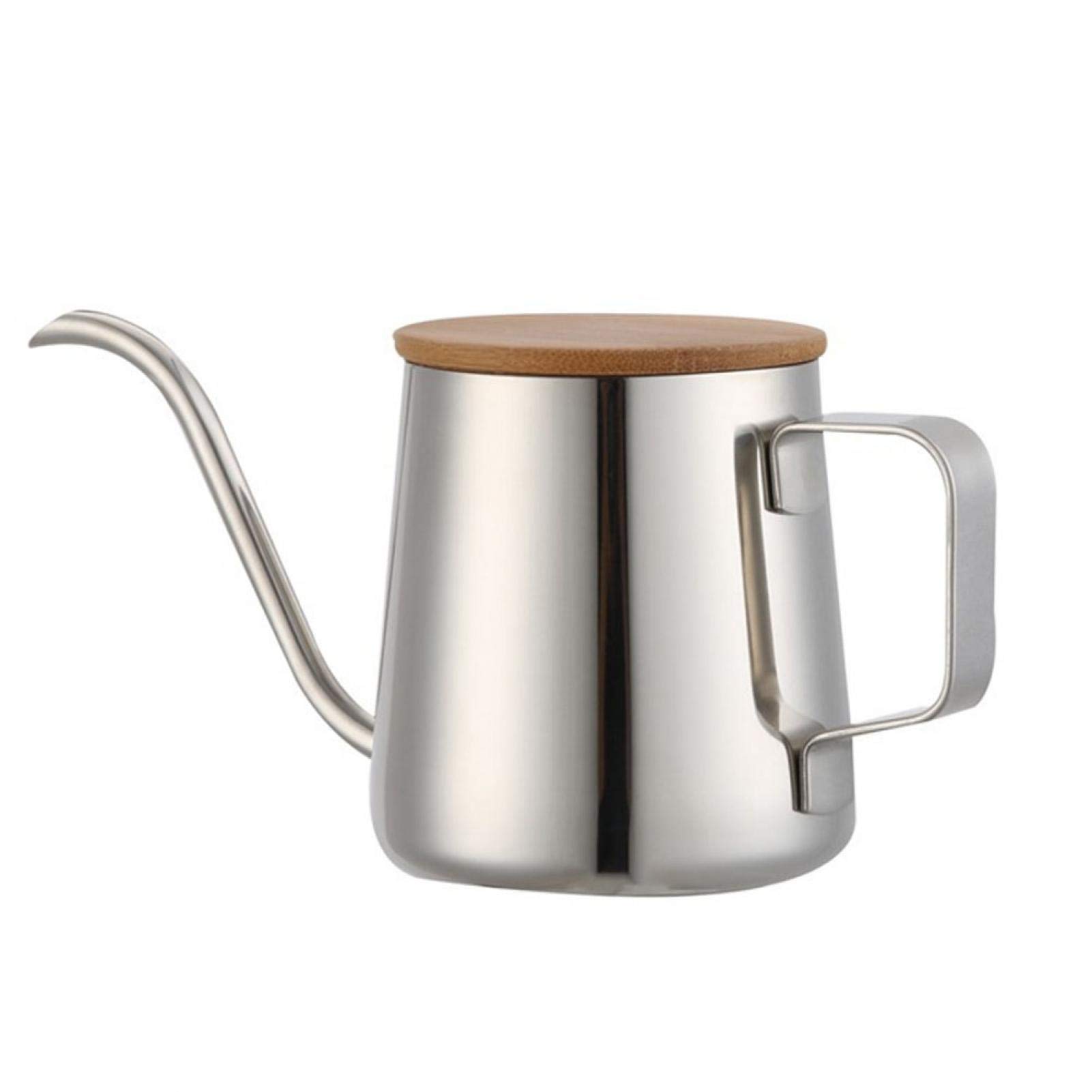 Pour Over Kettle, 12oz/350ml Stainless Steel Gooseneck Coffee Kettle, Long Narrow Spout Coffee Pot Hand Drip Kettle Pour Over Coffee and Tea Pot with Wooden Lid