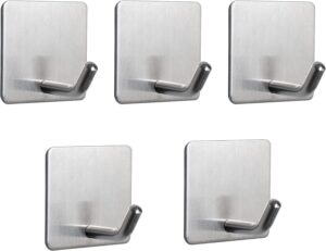 goando 5 pack adhesive hooks heavy duty wall hook towel hooks and coat hooks stick on cabinet doors stainless steel waterproof self adhesive holders kitchen