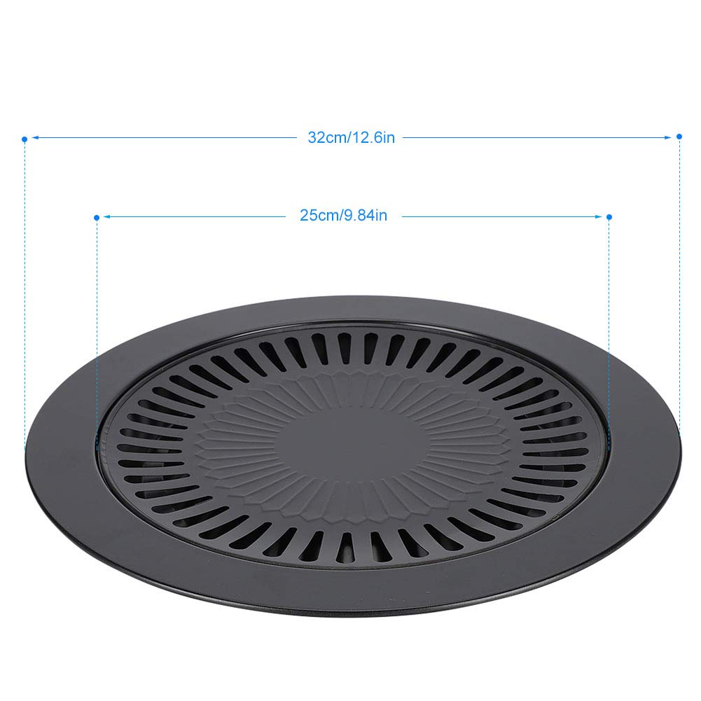 Grill Plate, Smokeless Stovetop Barbecue Grill, Korean BBQ Grill Pan, Even Heating and Easy to wash Iron Multi Pan, Nonstick Coating, Grease Drainage Hole