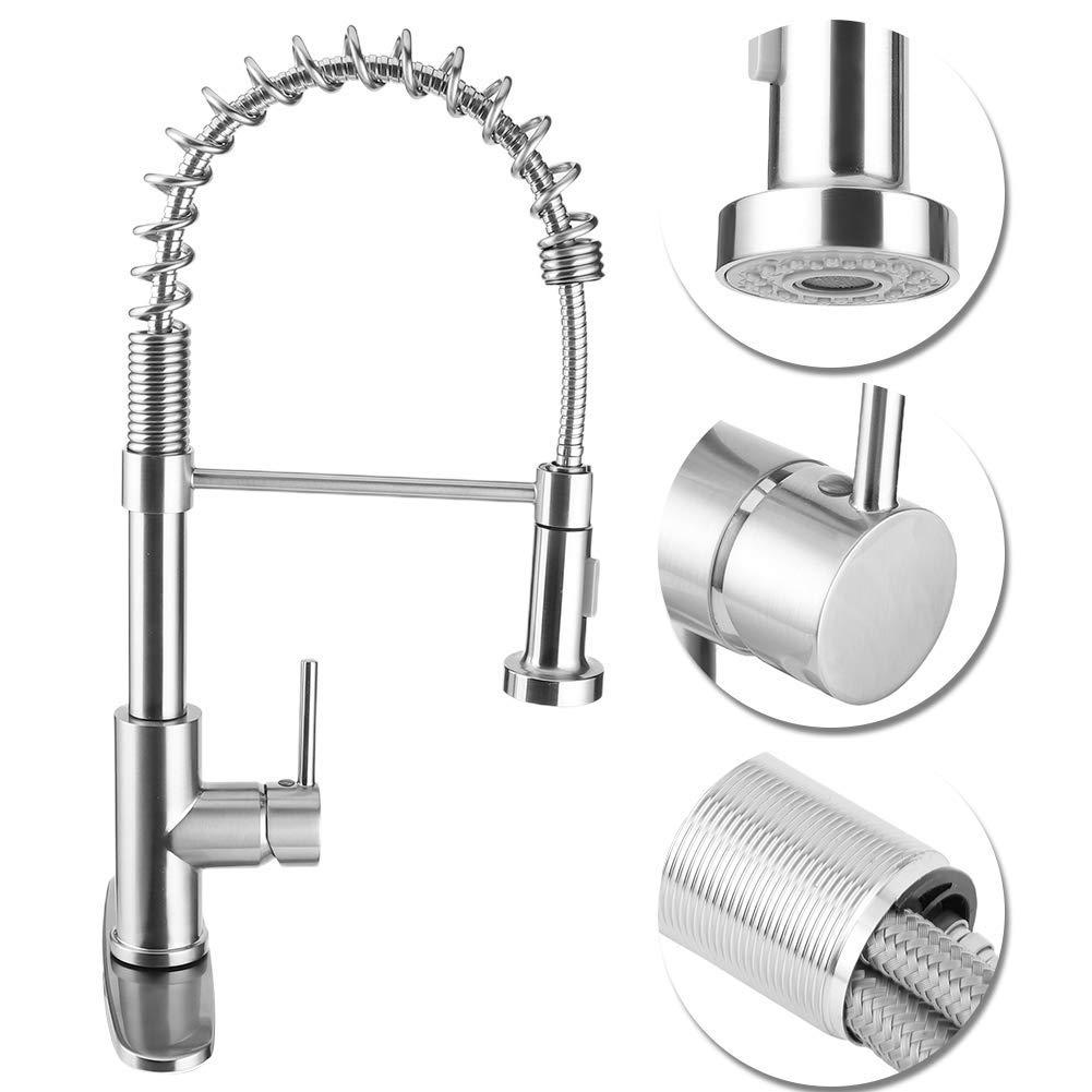 Bathtub Faucet Water Tap 9/16 Thread Single Lever Pull Out Spring Spout Kitchen Faucet Water Tap with Rotatingfor Kitchen Accessories