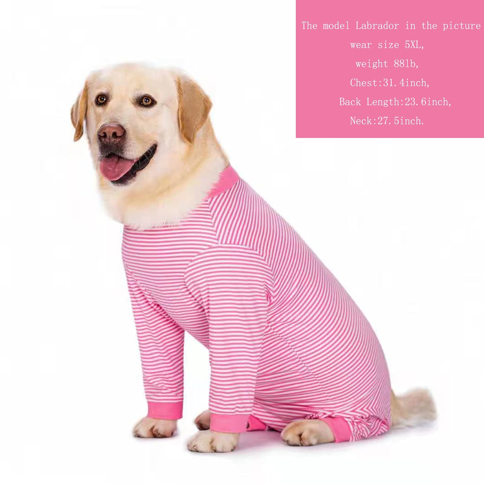 Yeapeeto Dog Onesie Surgery Recovery Suit for Large Medium Bodysuit Dogs Pajamas PJS Full Body for Shedding, Prevent Licking, Wound Protection, Cone Alternative (4X-Large (Pack of 1), Pink)