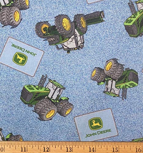 1 Yard - John Deere Farm Tractor Toss on Blue Cotton Fabric (Great for Quilting, Sewing, Craft Projects, Quilt, Throw Pillows & More) 1 Yard X 44"