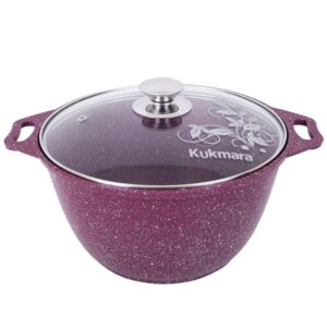 cooking pot aluminum pot with glass lid "trendy style" (mystery) cookware kitchen pot (6.3-qt. (6 l))