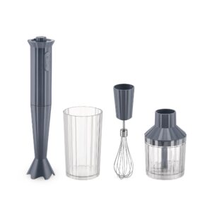 alessi plissé mdl10sg/us - hand blender with measuring jug, whisk and chopper in thermoplastic resin, us plug ‍200w, grey