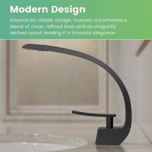 Geobella Bathroom Sink Faucet Modern Single Hole 1-Handle Faucet, Matte Black Solid Brass Faucet,Unique Bathroom Faucet Mixer Tap