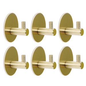 houseaid self adhesive circle towel hooks, no drilling stainless steel robe hook holder, brushed gold (6 pack)