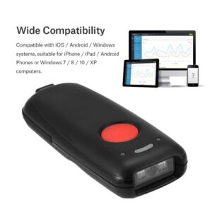 Barcode Scanner Bluetooth,Portable USB Bar Code Scanners Bluetooth 4.0&Wired Connection,Portable Inventory Bar Code Reader Compatible with iOS Android Windows Phone Tablets