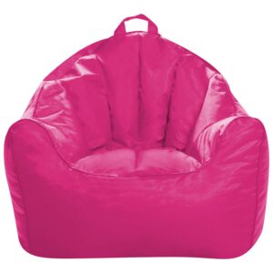 Posh Creations Structured Comfy Bean Bag Chair for Gaming, Reading, and Watching TV, Malibu Lounge, Soft Nylon-Pink