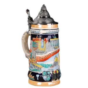 aeiddrwaa 0.85l beer stein german ceramic mug oktoberfest tankard eagle deutschland bierkrug drinking glass horn coffee stine for men tankard petwer lid germany gifts souvenirs gift box