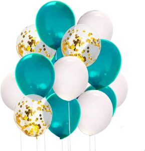 teal white gold balloons teal white gold birthday decorations women 15pcs balloons teal gold bridal shower decorations/turquoise gold wedding decorations