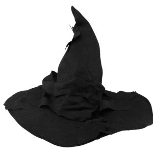 Nicky Bigs Novelties Adult Tattered Scarecrow Witch Hat - Distressed Wizard Costume Hat - Sorcerer Halloween Costume Accessories, Black, One Size