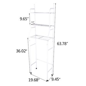 HAHRIR 3-Shelf Bathroom Organizer Over The Toilet Space Saver Over The Toilet Rack Bathroom Corner Stand Storage Organizer (White)