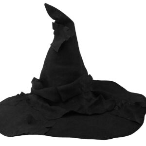 Nicky Bigs Novelties Adult Tattered Scarecrow Witch Hat - Distressed Wizard Costume Hat - Sorcerer Halloween Costume Accessories, Black, One Size