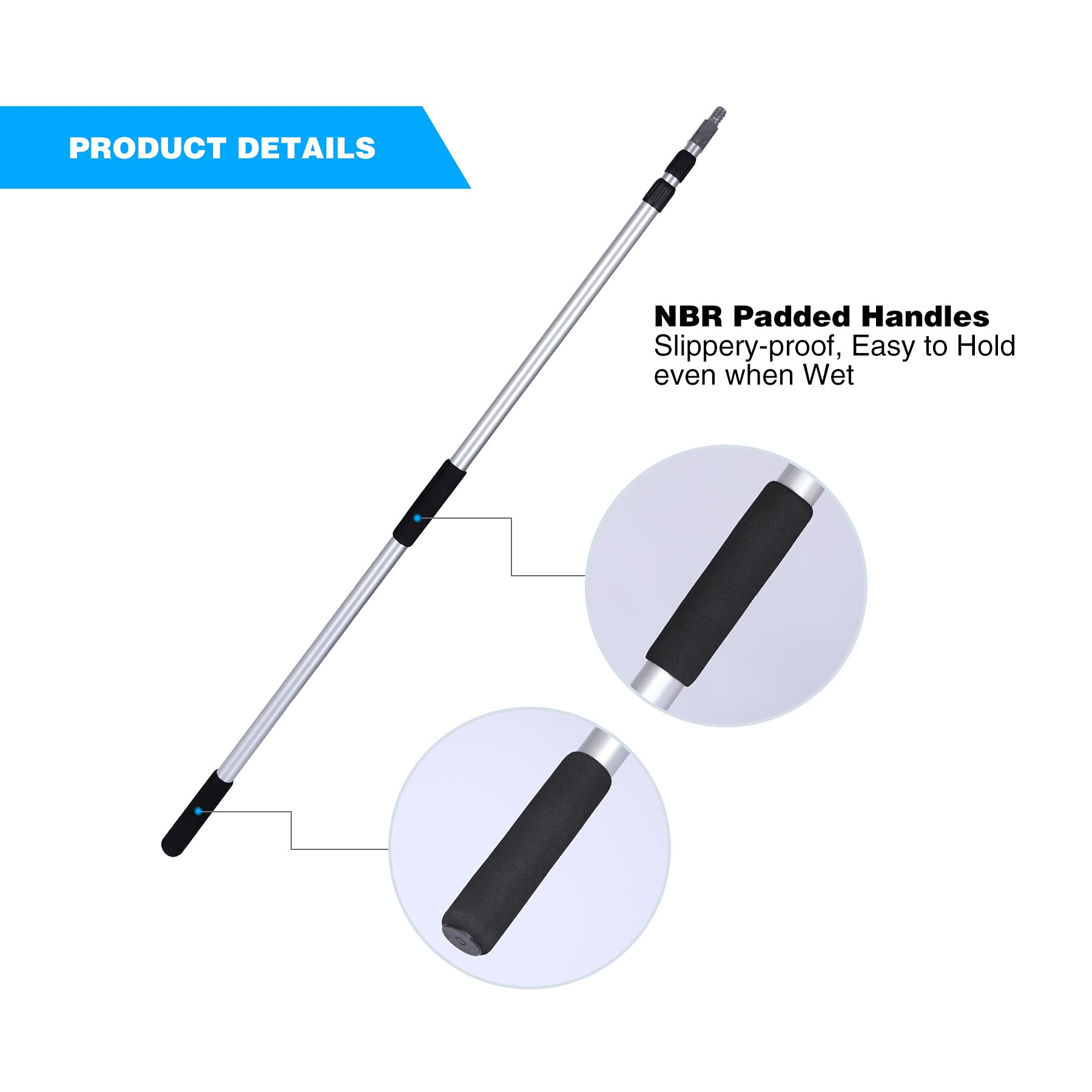 Lineslife 12ft Extension Pole for High Ceilings, Lightweight Durable Aluminum Alloy Telescopic Pole for Window Cleaning Paint Roller （Pole Only）