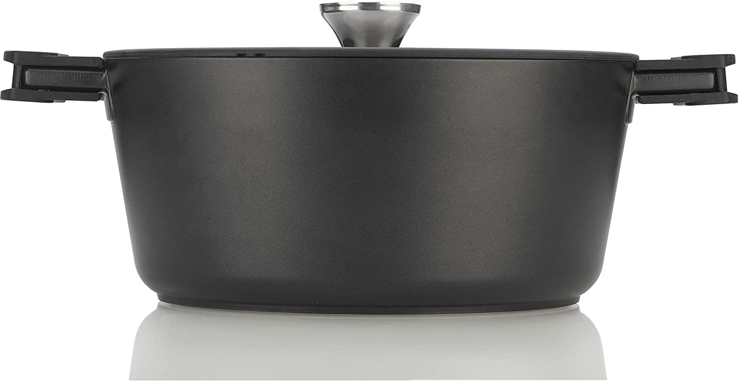 Zavor Noir 5 Qt Dutch Oven - Premium Cast Aluminum with Titanium-based Nonstick Ceramic Coating & Removable Handles - Ultra Lightweight - Oven & Induction Ready | Noir Collection