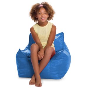 posh creations newport bean bag, relaxing chair for kids use for gaming, reading and watching tv, medium, soft nylon - royal blue