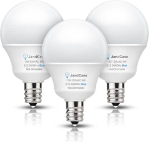 jandcase e12 led bulbs 60watt equivalent [12 pack], led ceiling fan light bulbs small base, 5000k daylight g14 small base light bulb for ceiling fan light fixture, non-dimmable, ul listed