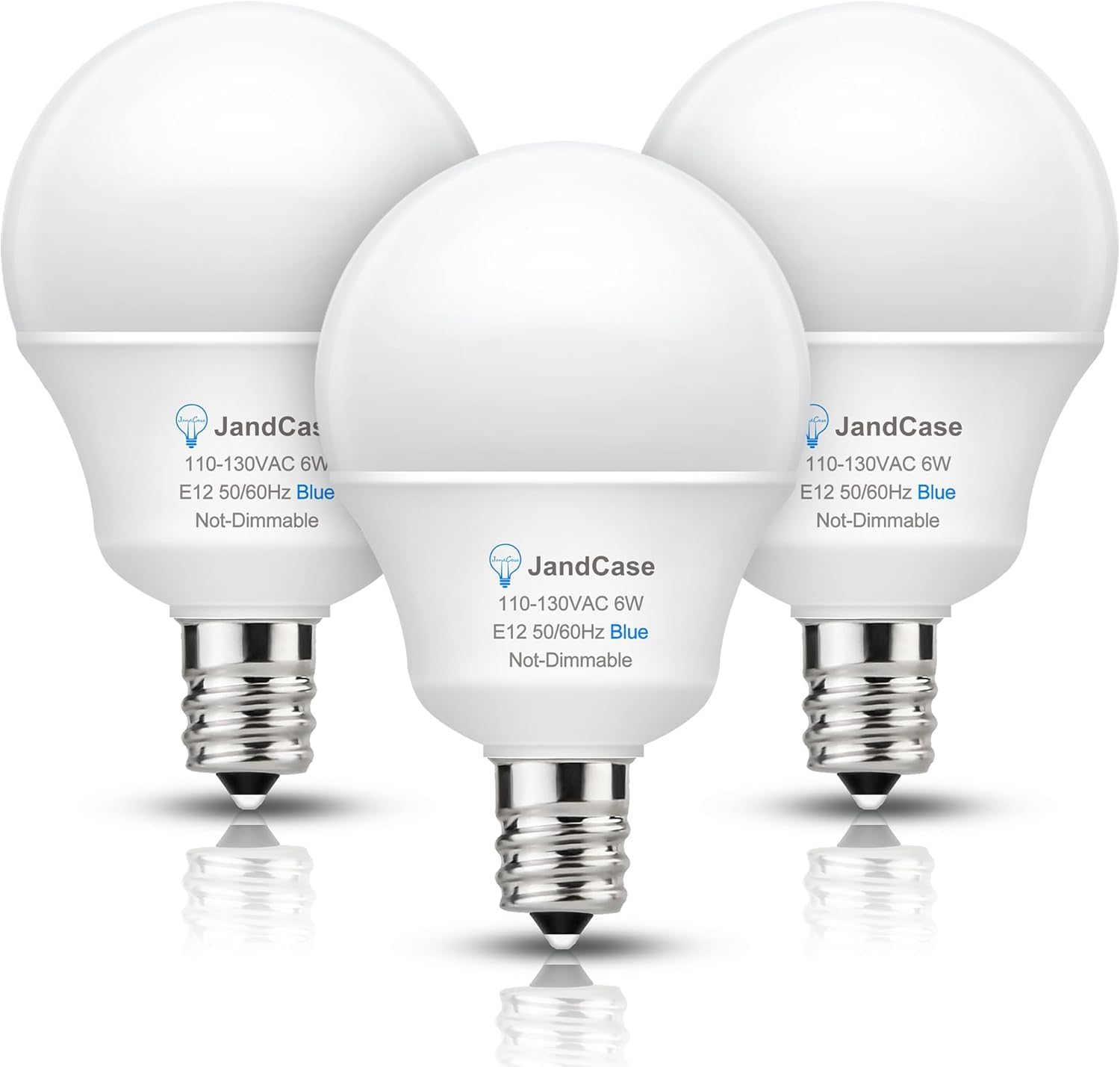 JandCase E12 LED Bulbs 60Watt Equivalent [12 Pack], LED Ceiling Fan Light Bulbs Small Base, 5000K Daylight G14 Small Base Light Bulb for Ceiling Fan Light Fixture, Non-Dimmable, UL Listed