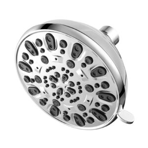 high pressure shower head vmasstone 4.7" rain fixed showerhead 7-spray setting with adjustable brass swivel ball joint - excellent replacement for your bath shower head (fm-001 chrome)