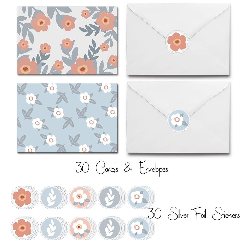 Blank Cards with Envelopes All Occasion 30-Blank Note Cards with Envelopes & Stickers | 4” x 6” Blank Greeting Cards Stationary Cards set | Assortment of Colored Stationary Plain Greeting Cards.