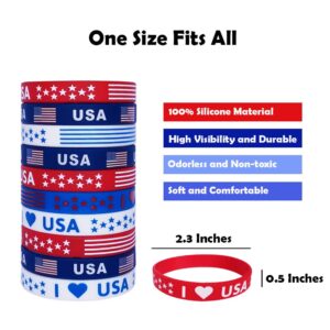 American Flag Silicone Bracelet 40Pcs, Presidential Inauguration Patriotic Party Fourth 4th of July Party Accessories Wristband USA Veterans Day Red White and Blue Decoration Memorial Day Favors