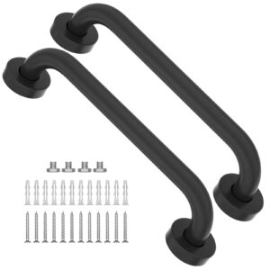 2 pack 12 inch oil rubbed black shower grab bar, imomwee stainless steel elderly safety bars, bathroom shower balance bar, hand rail support, handicap senior disabled assist bath handle (1" diameter)