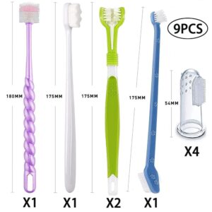 AZOFFYIU Dog Toothbrush Set, Triple Head Dog Toothbrushes, Double Head Toothbrush,Finger Rubber Toothbrushes,Multi-Angle Dental Cleaning Brushes for Dog Cat Oral Dental Health