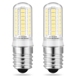 klg e17 led bulbs dimmable under microwave oven stove lights, daylight 6000k, 40w incandescent equivalent, e17 led aappliance bulbs stove hood light, pack of 2